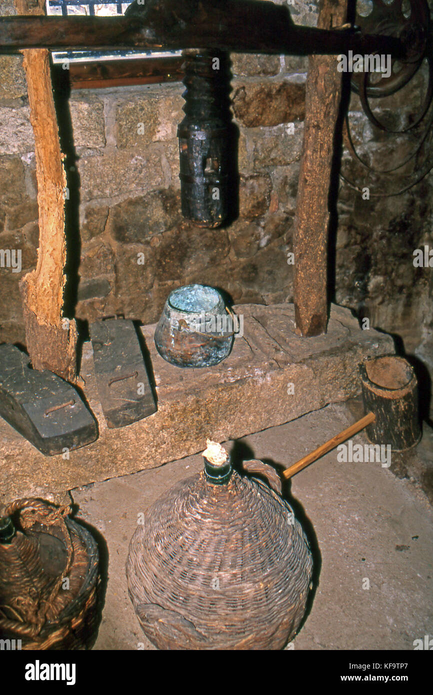 Tempio Pausania, Sardinia. Old vinification instruments Stock Photo - Alamy