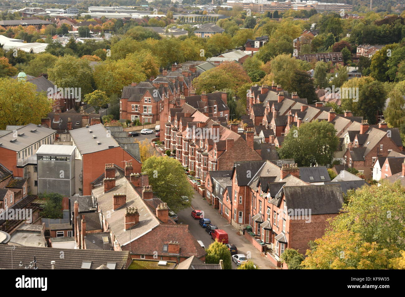 A view of houses in the Park area of Nottingham, taken from the terrace ...