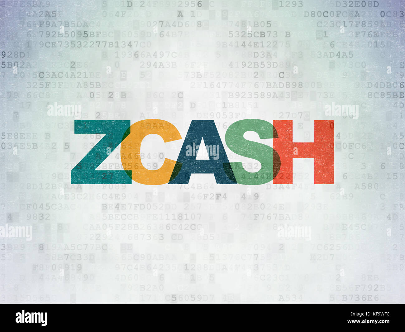 Cryptocurrency concept: Zcash on Digital Data Paper background Stock ...