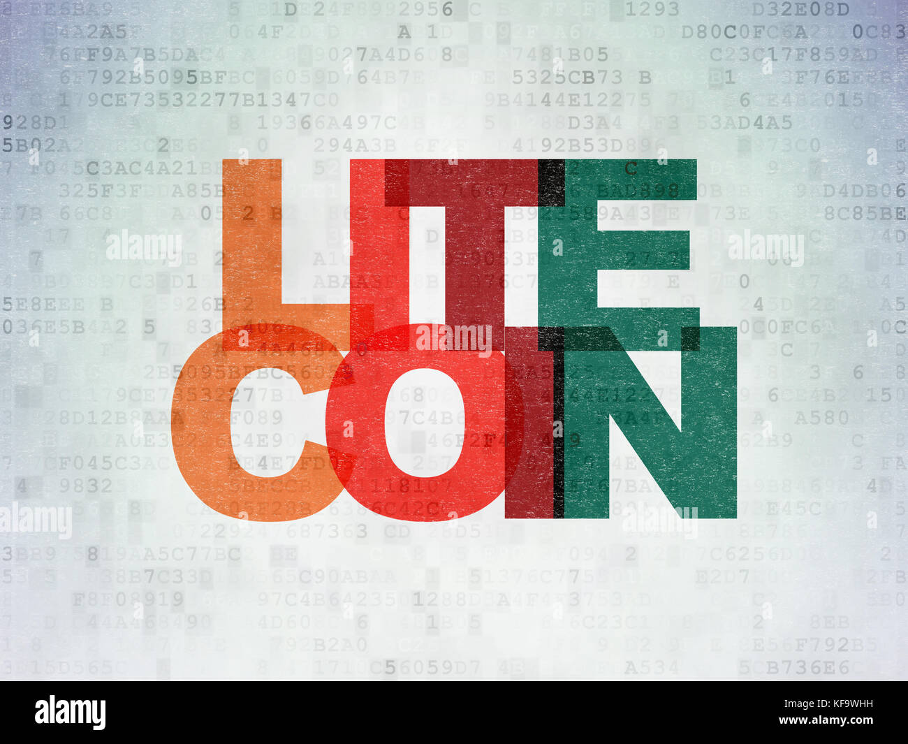 Blockchain concept: Litecoin on Digital Data Paper background Stock ...