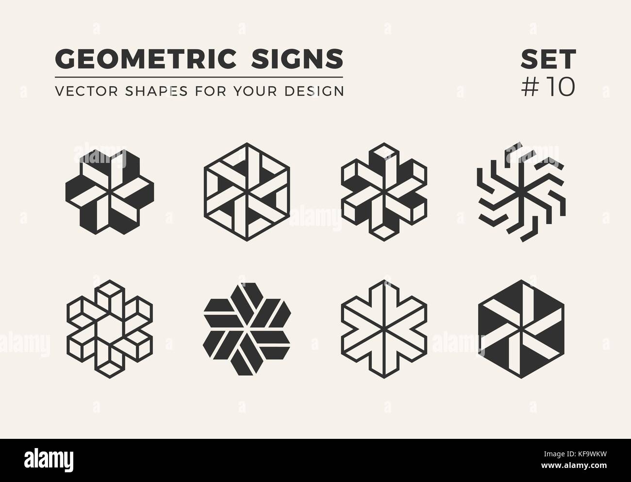 Set of eight minimalistic trendy shapes. Stylish vector logo emblems ...