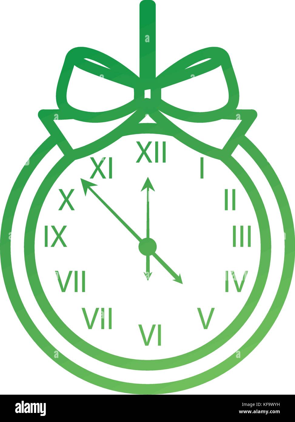 christmas clock frame bow ribbon decoration vector illustration Stock ...