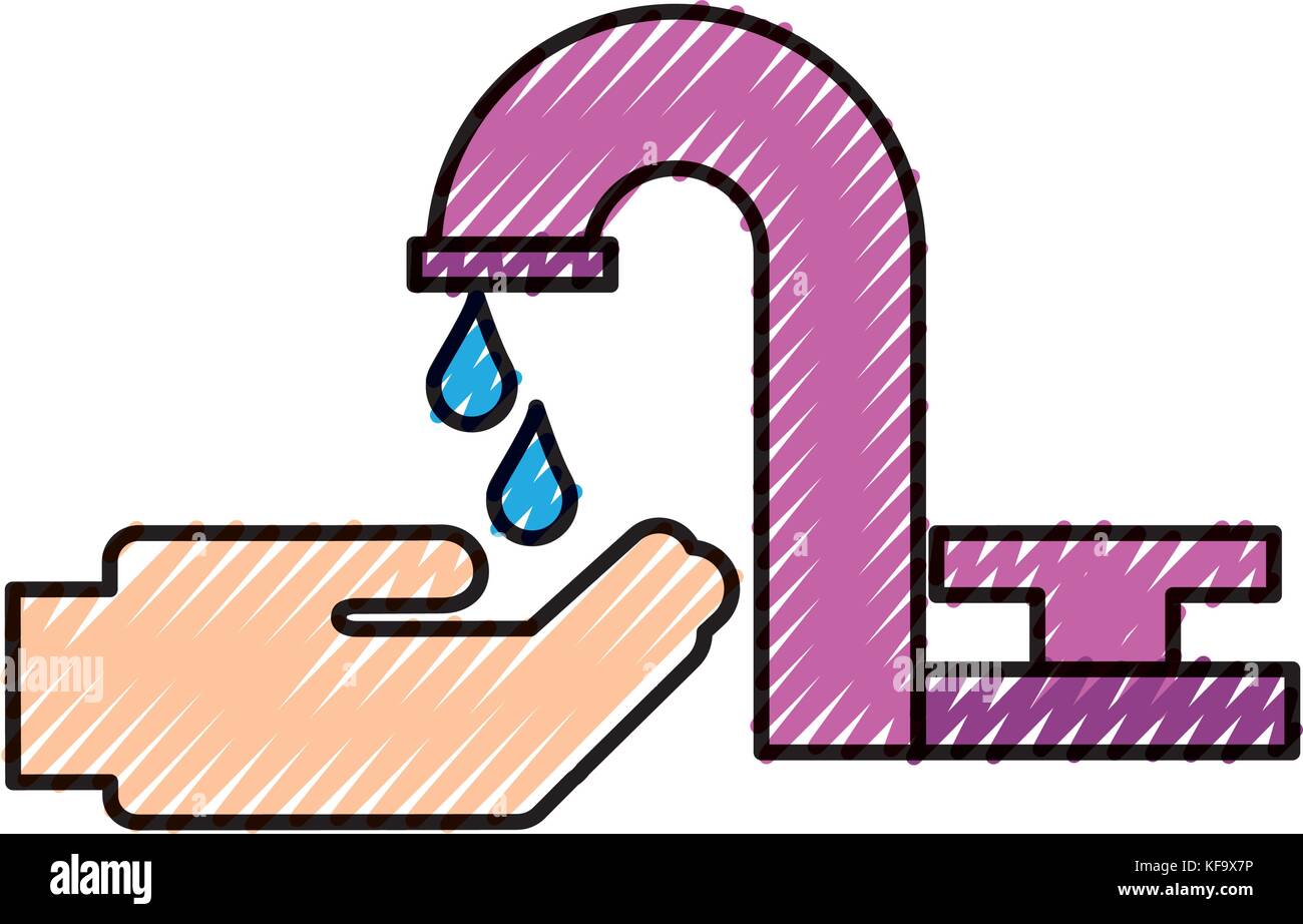 bathroom faucet hand drop water clean vector illustration Stock Vector ...
