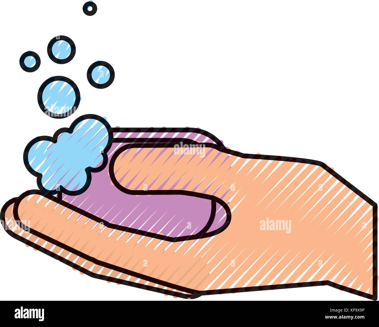 bathroom hand holding soap bubbles higiene vector illustration Stock ...