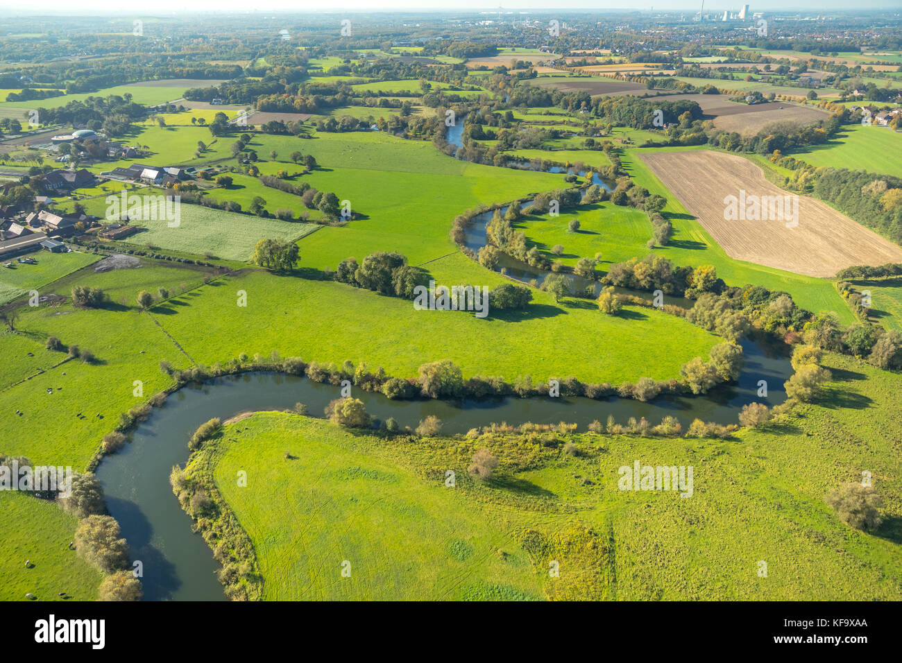 River Lippe, Lippe meander the outside of the city limits between Werne ...