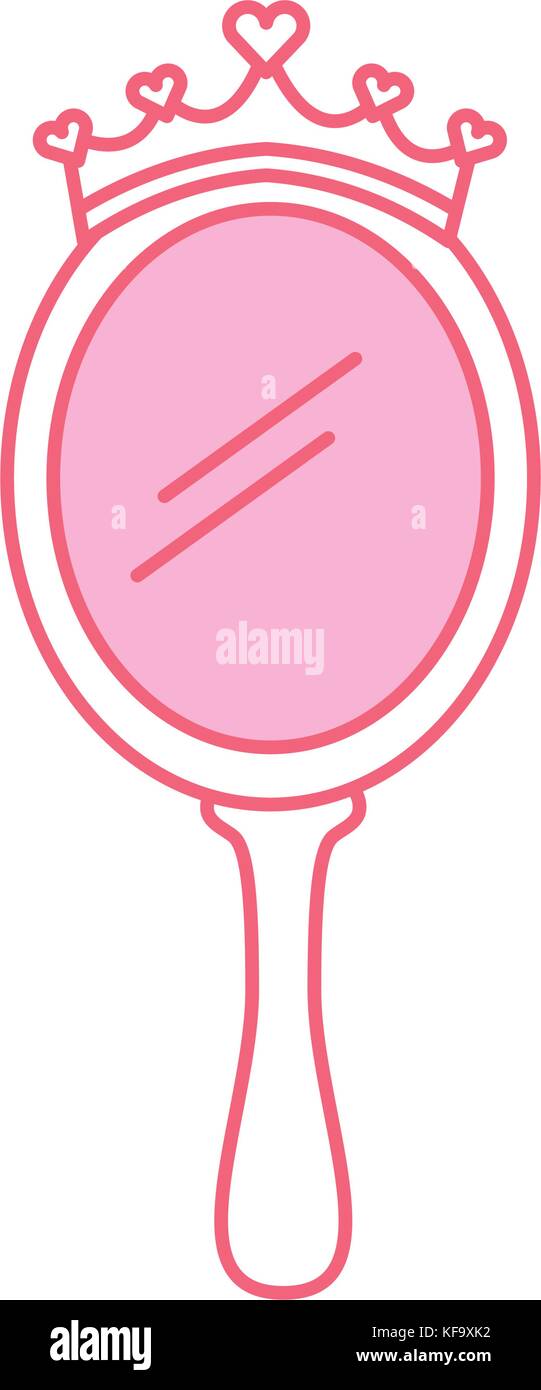 crown princess magical mirror with hearts vector illustration Stock ...