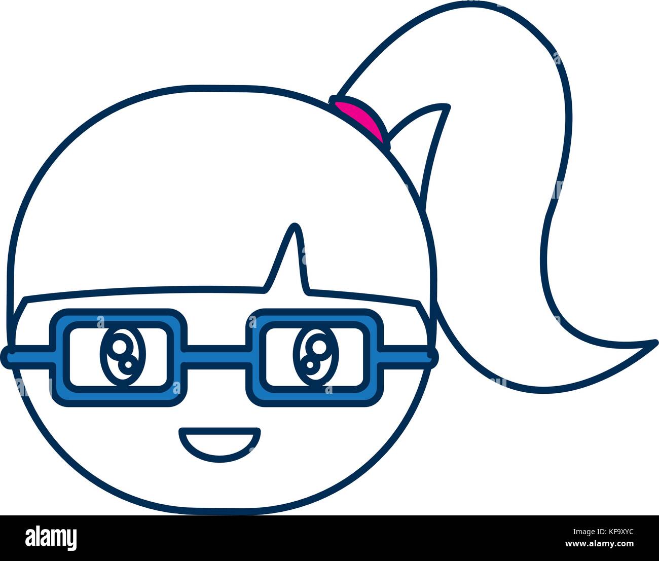 cartoon girl with glasses icon over white background vector ...