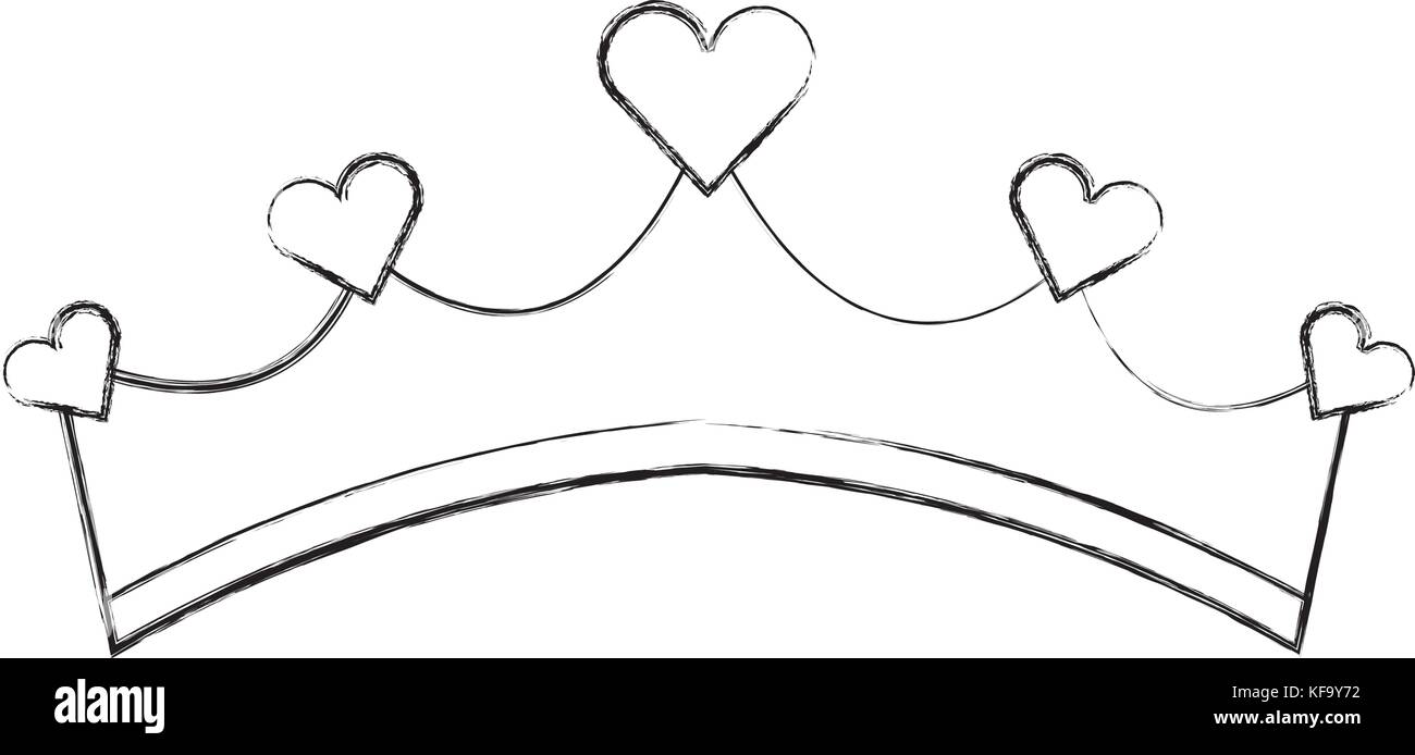 girly princess royalty crown with heart jewels vector illustration ...