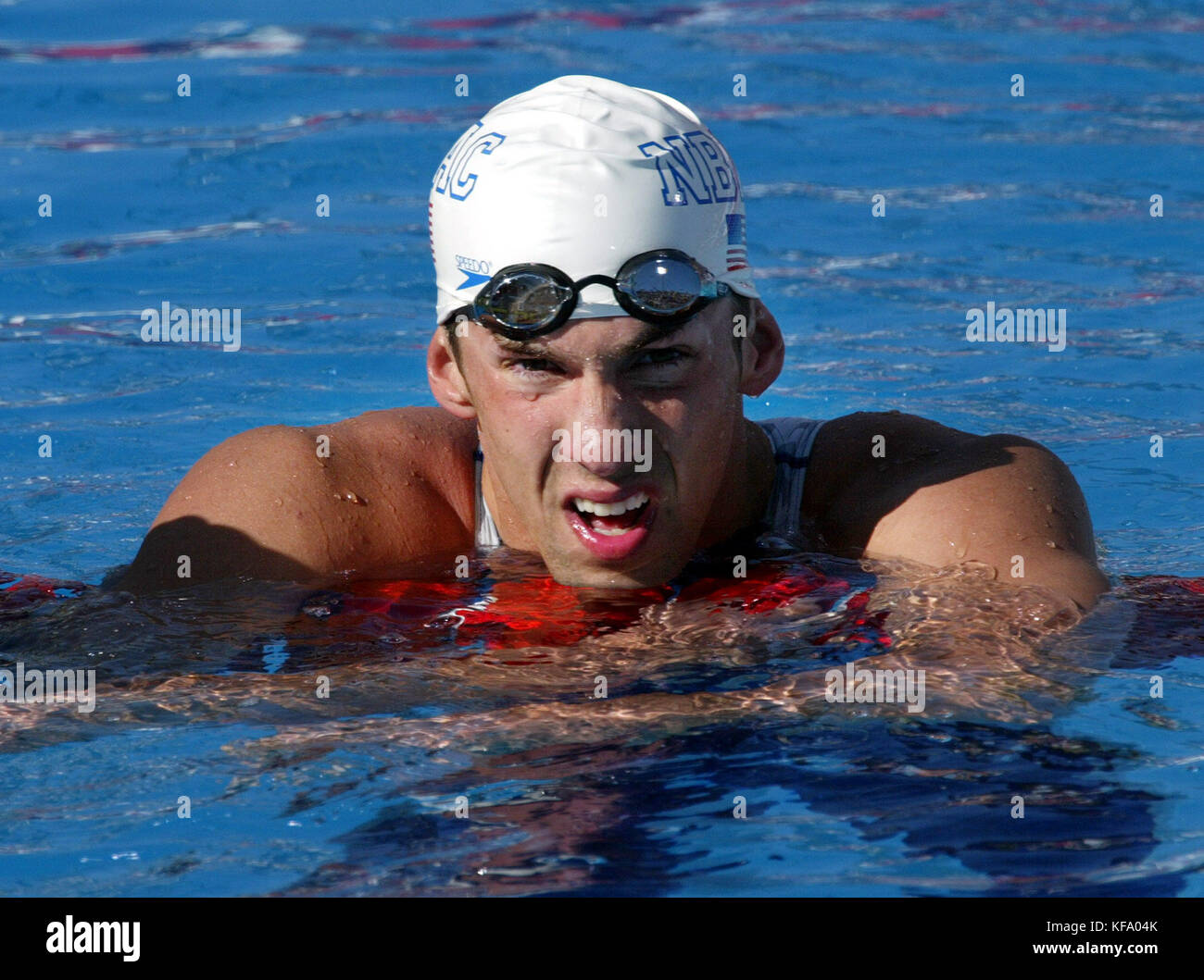 US swimmer Michael Phelps after winning the 200 meter freestyle finals ...