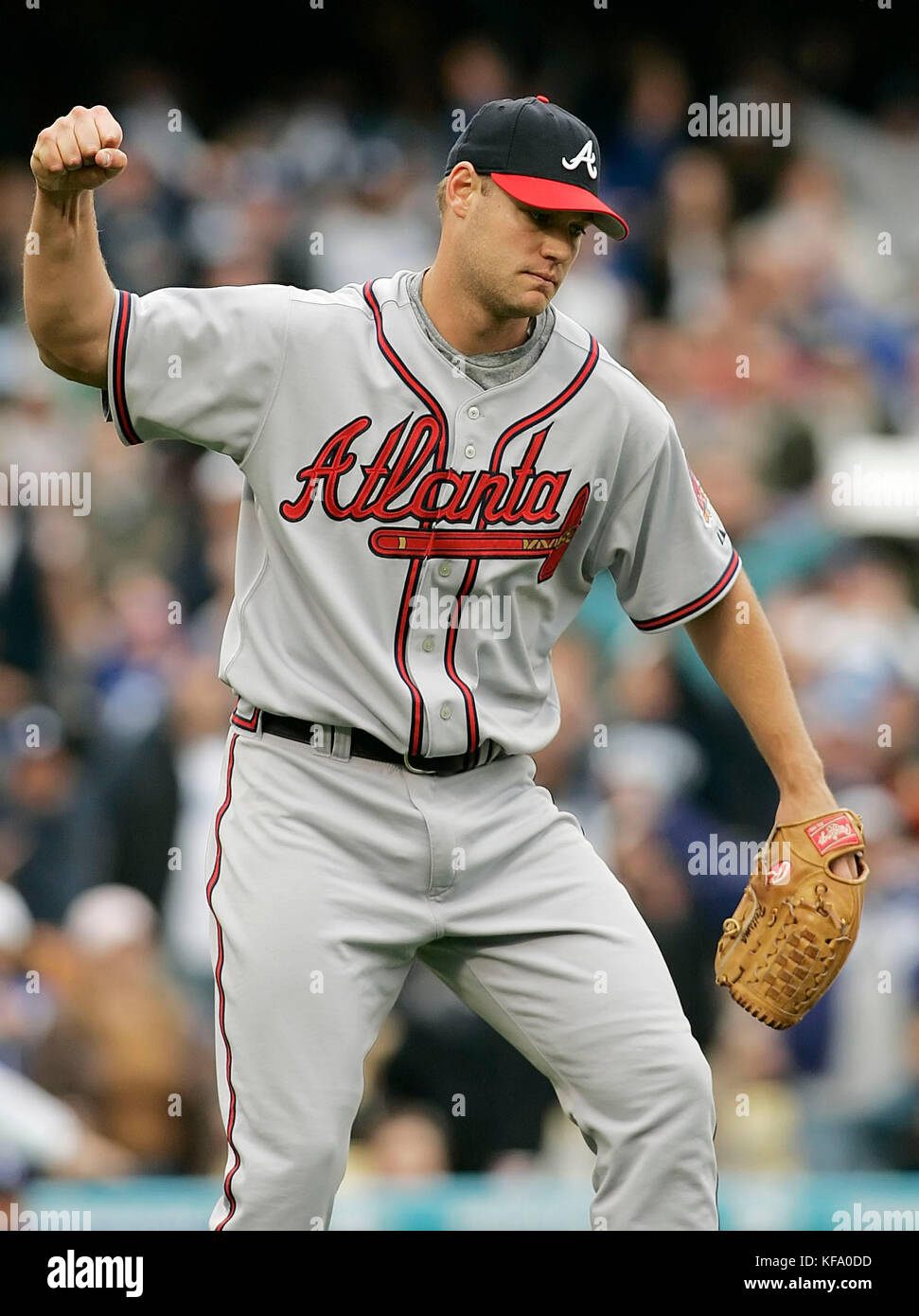 Atlanta Braves relief pitcher Chris Reitsma pumps his fist after ...