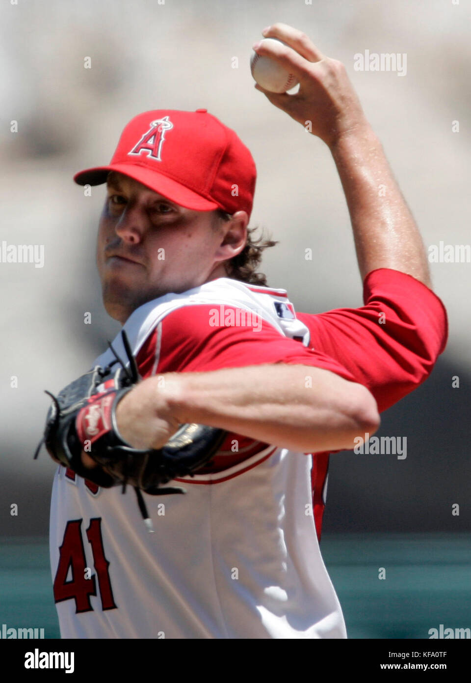 Los Angeles Angels' John Lackey pitches against the Los Angeles Dodgers ...