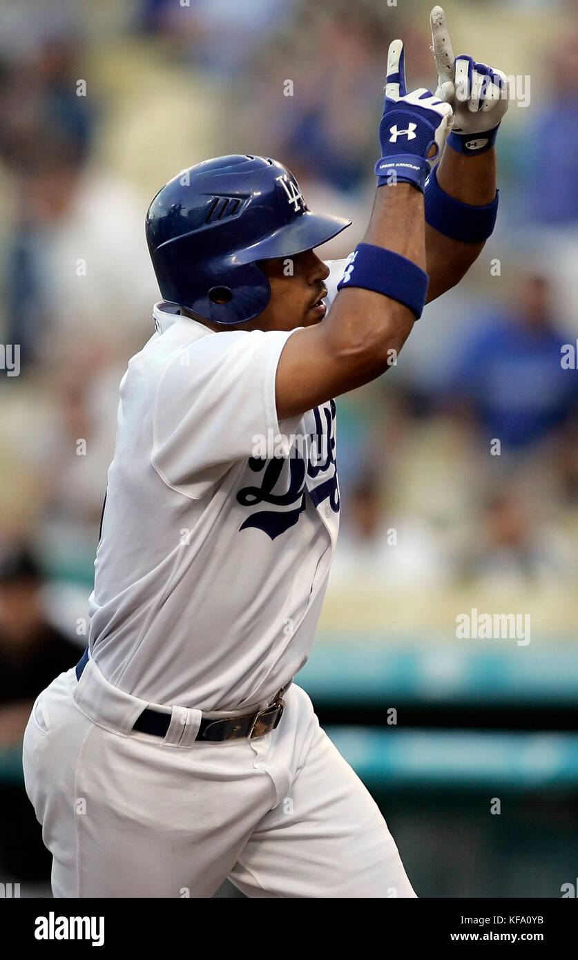 Los Angeles Dodgers' Rafael Furcal celebrates his home run off Colorado ...