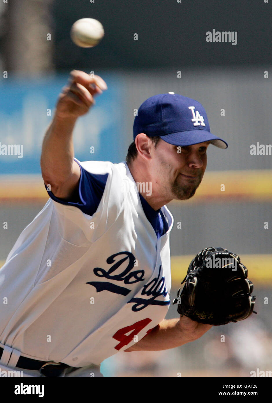 Los Angeles Dodgers' Aaaron Sele pitches against the Colorado Rockies ...