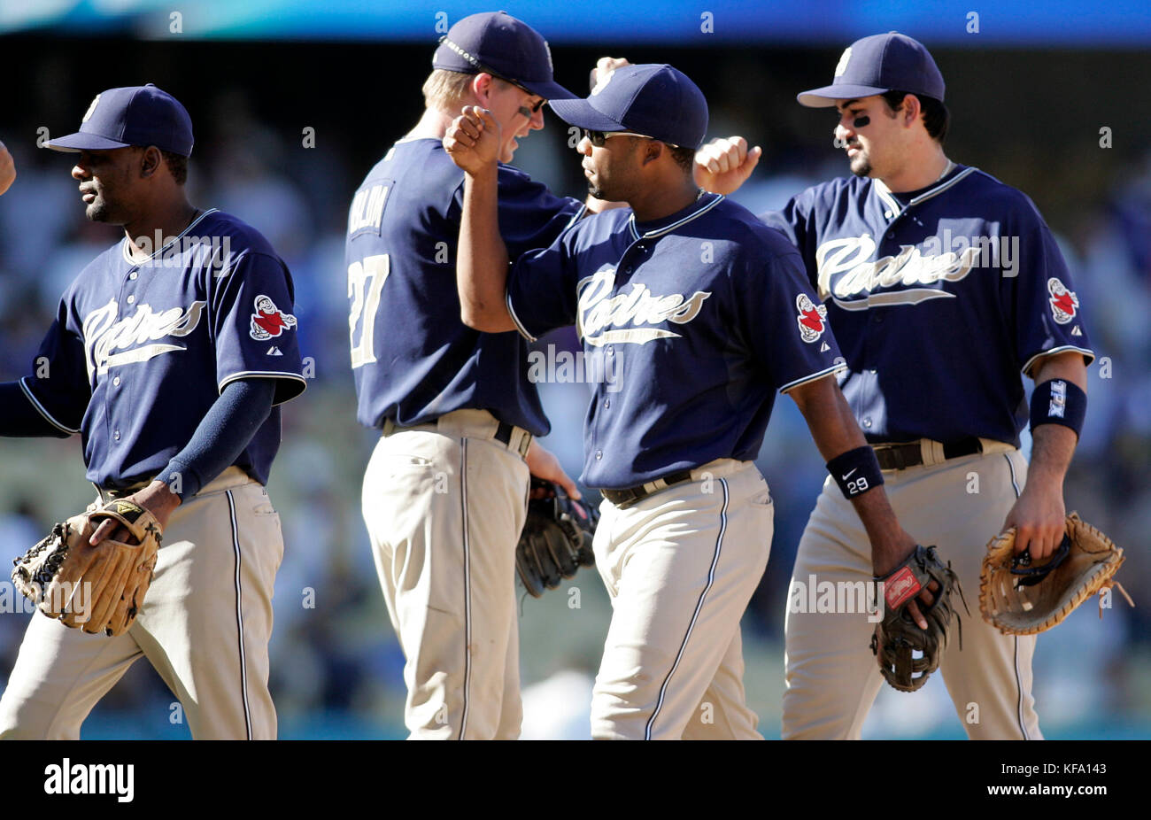 San Diego Padres', from left, Manny Alexander, Geoff Blum, Josh ...