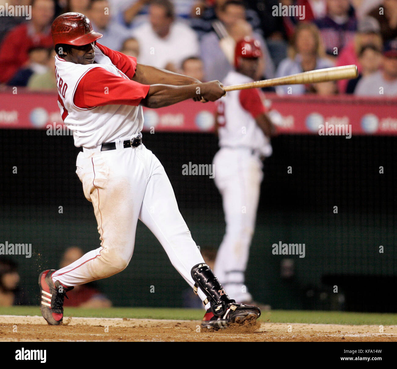 Los Angeles Angels' Vladimir Guerrero hits a RBI-double off Minnesota ...