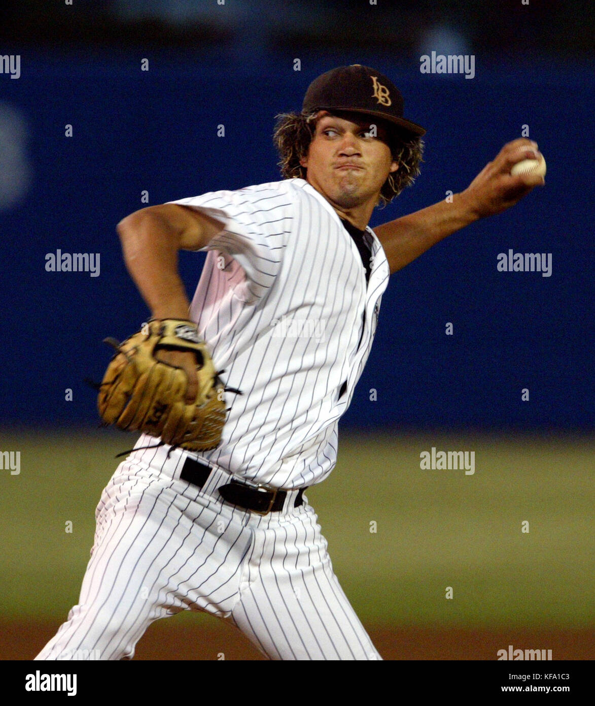 Long Beach State pitcher Abe Alvarez pitching against Pepperdine in the ...