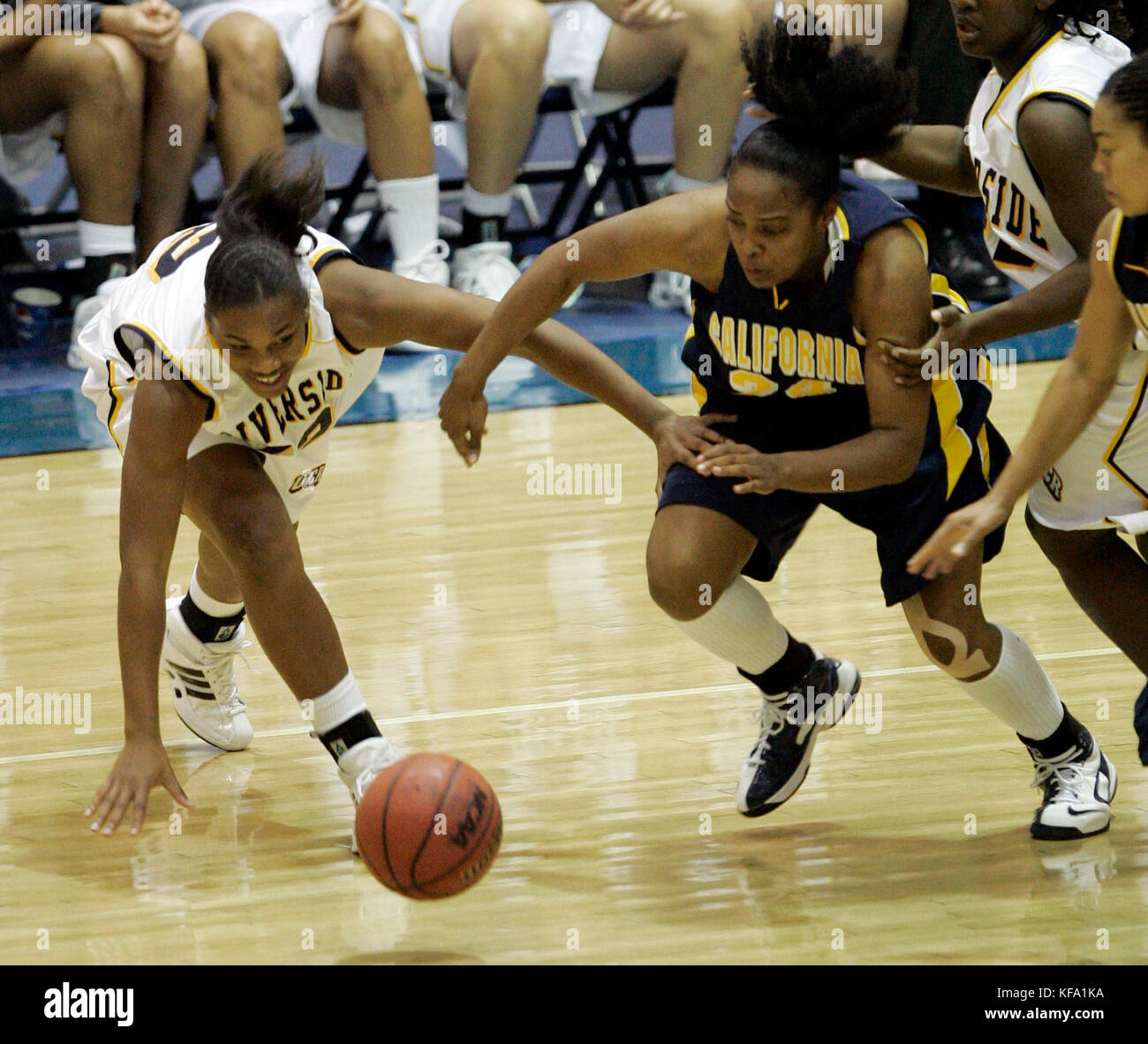UC Riverside's Alyssa Morris, left, and California's Shantrell Sneed ...