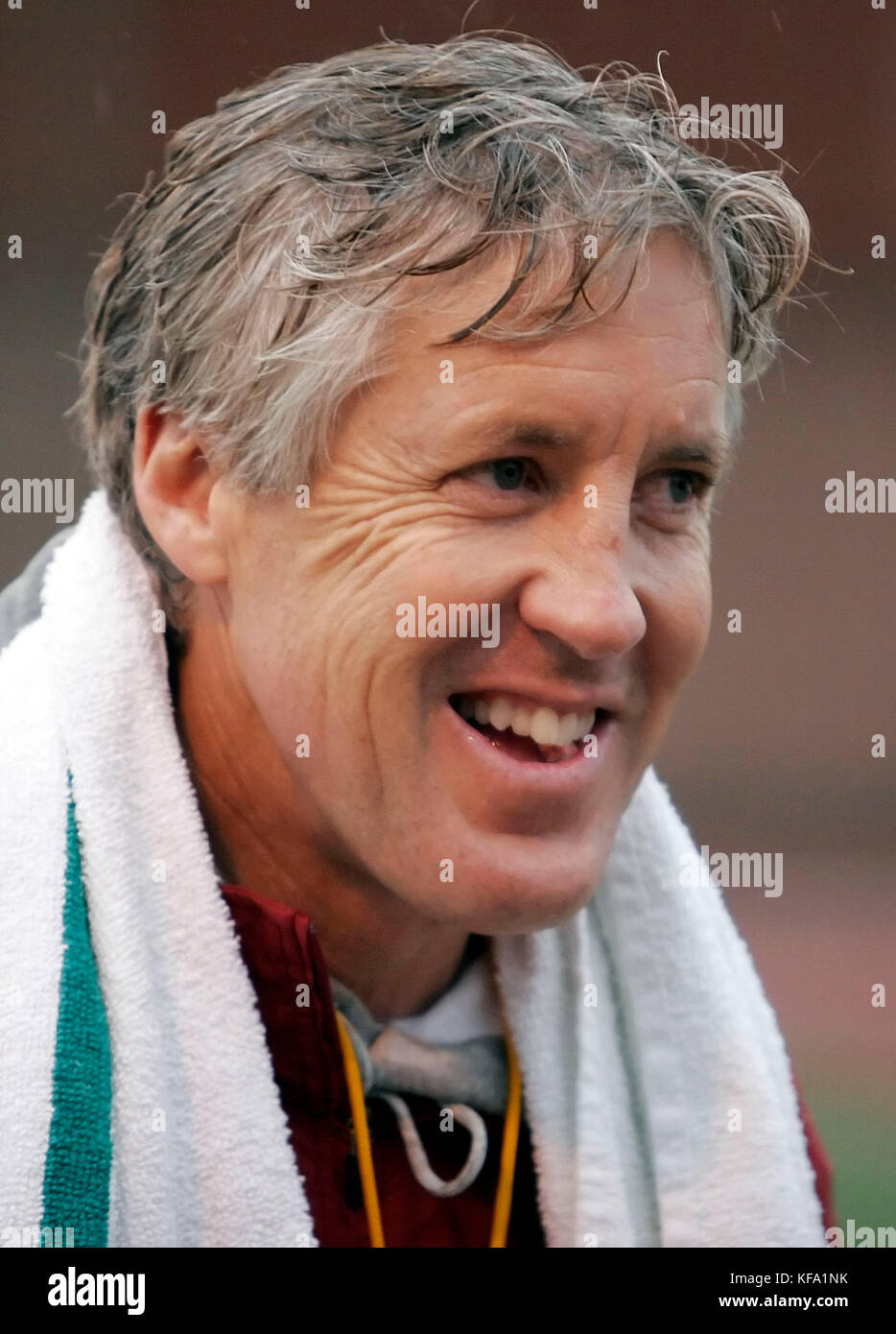 Southern California head football coach Pete Carroll smiles after a ...