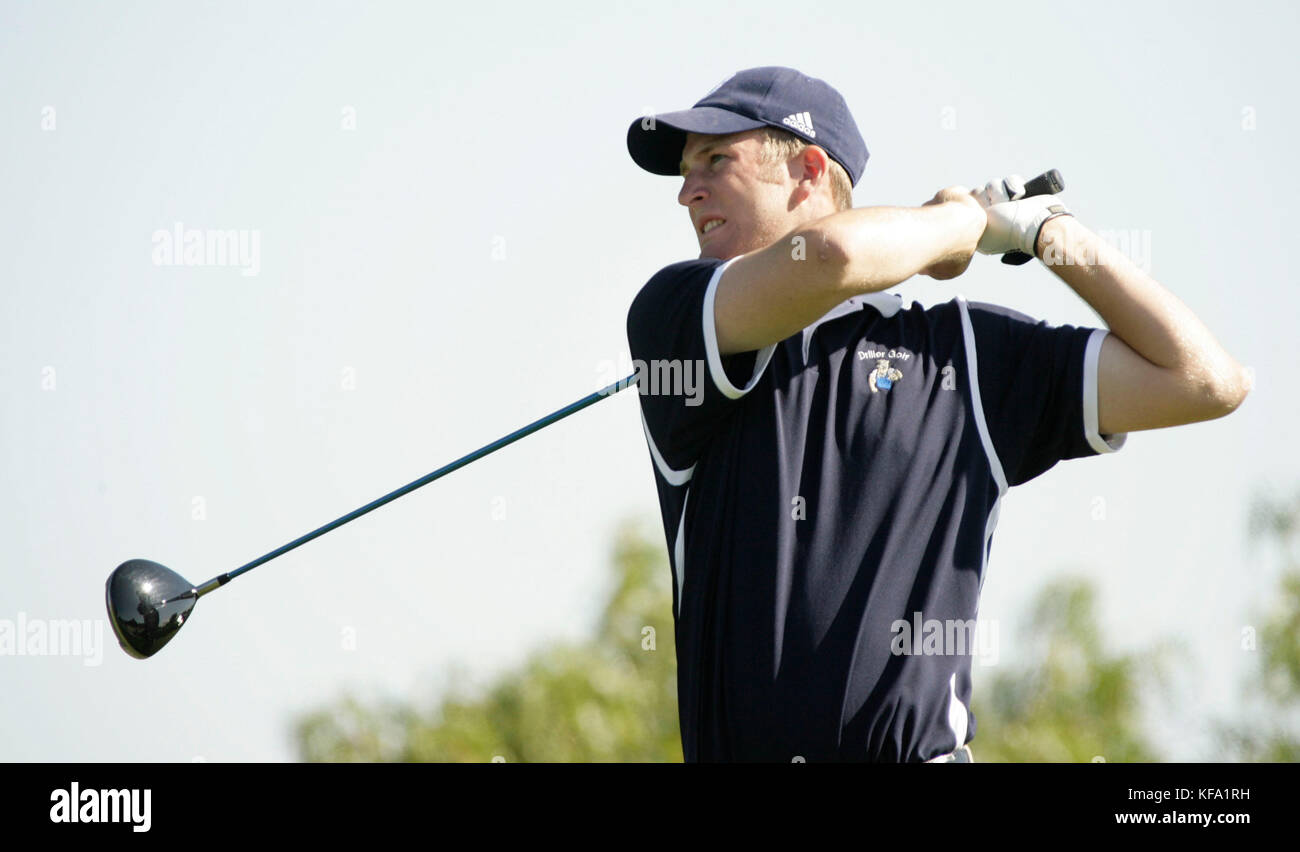 Conner Huser hits a shot from the ninth tee at the Southern California ...