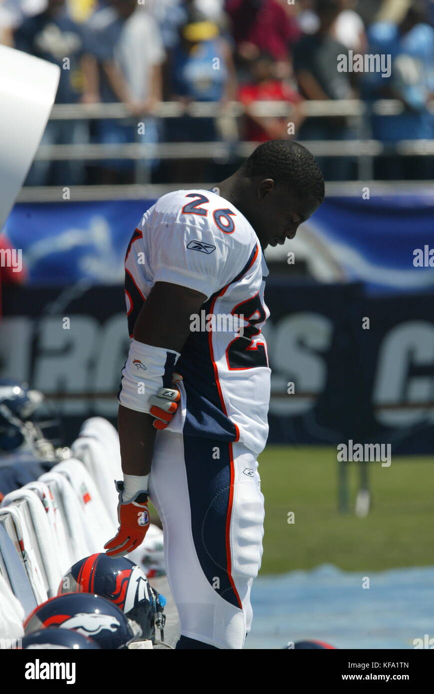 14 September 2003: Clinton Portis of the Denver Broncos before a game ...