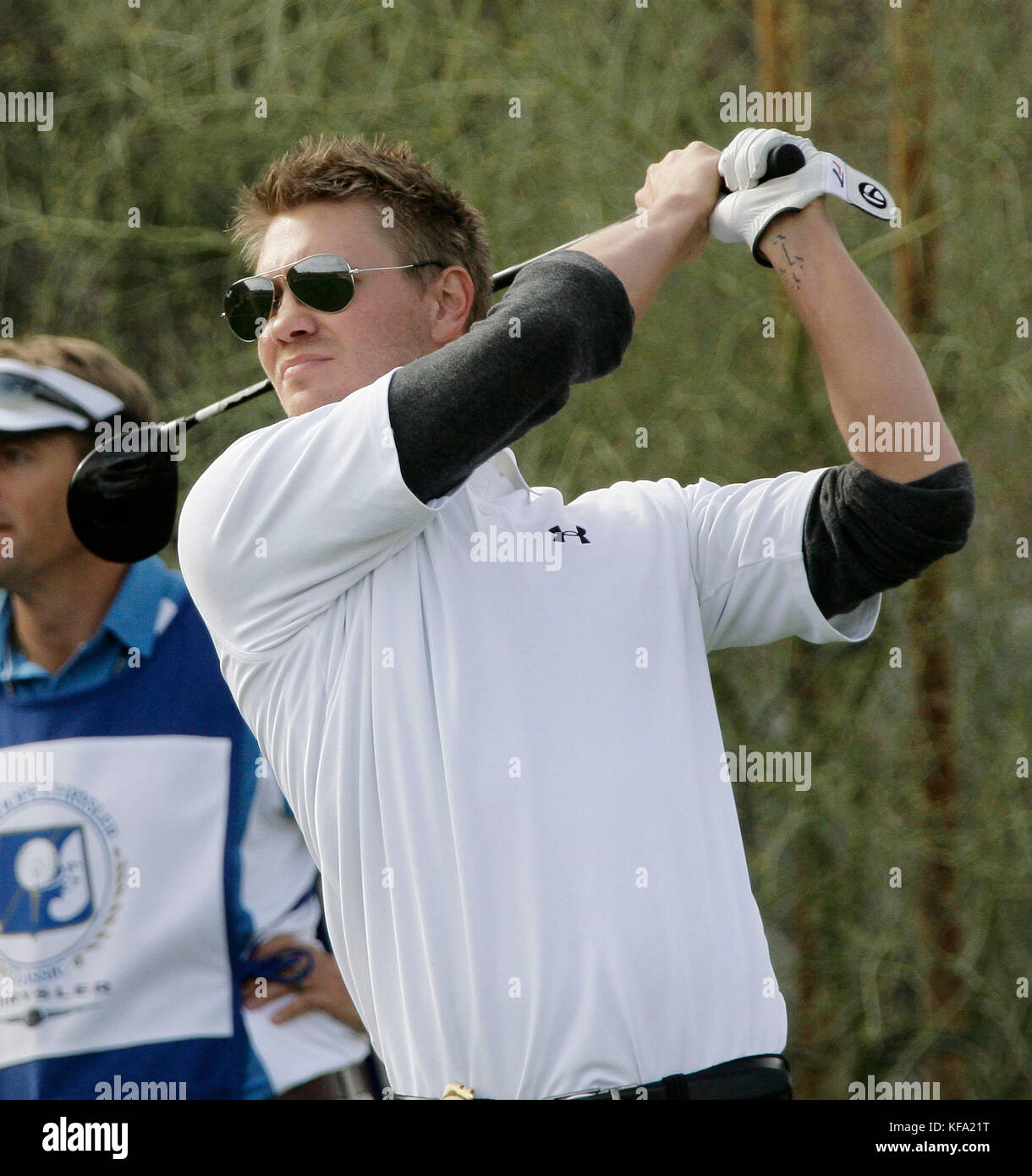 Actor Chad Michael Murray plays golf at the Bob Hope Chrysler Classic ...