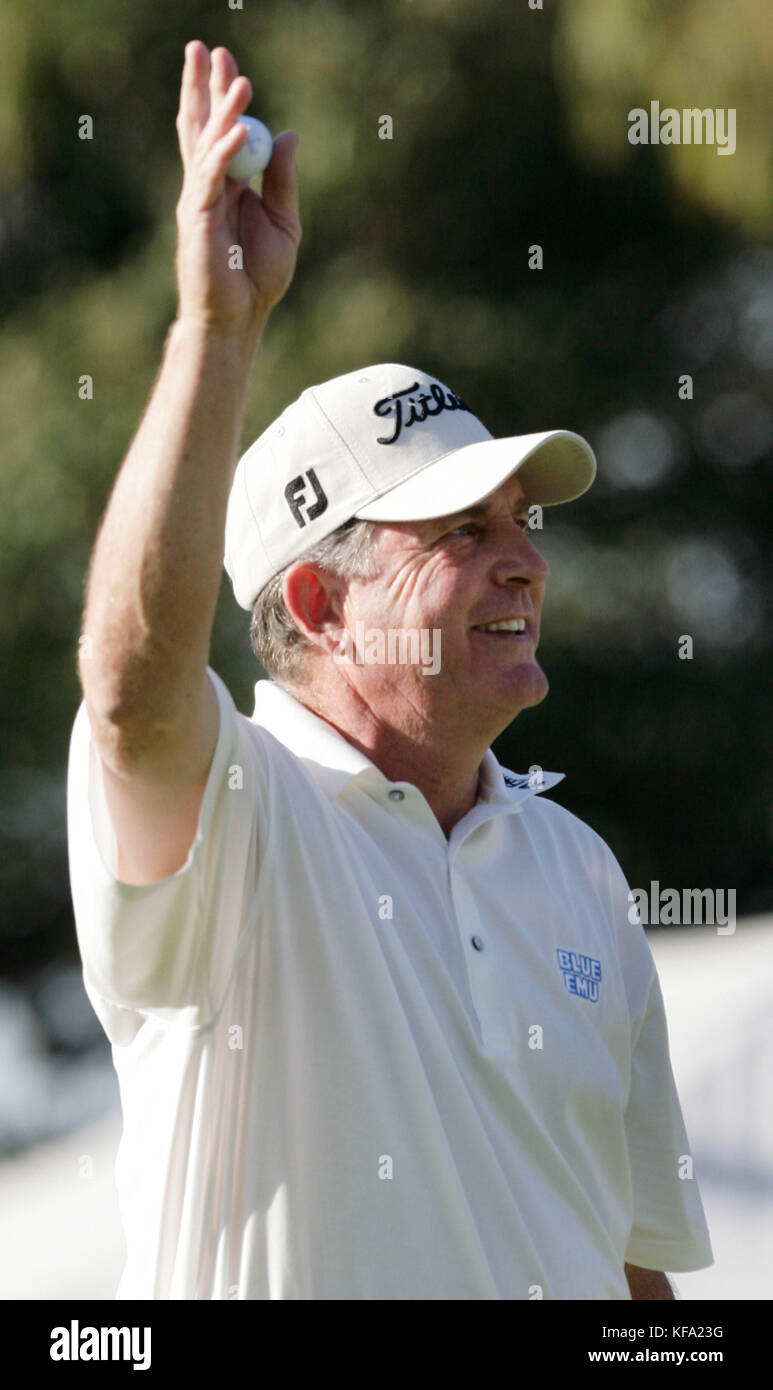 Jay Haas waves to the crowd after winning the Champions Tour's Toshiba ...