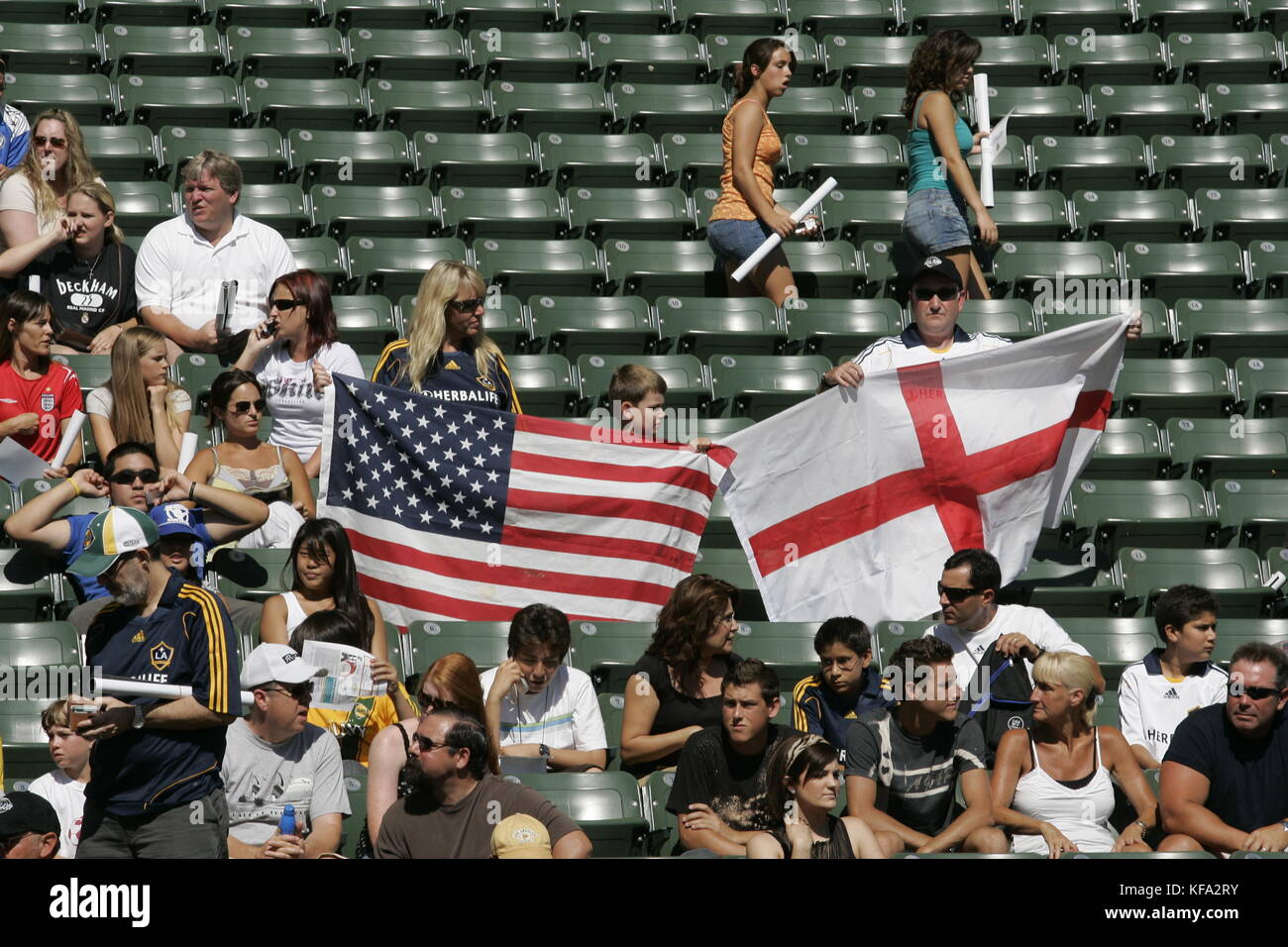 Fans of David Beckham in the stands at the official presentation of ...