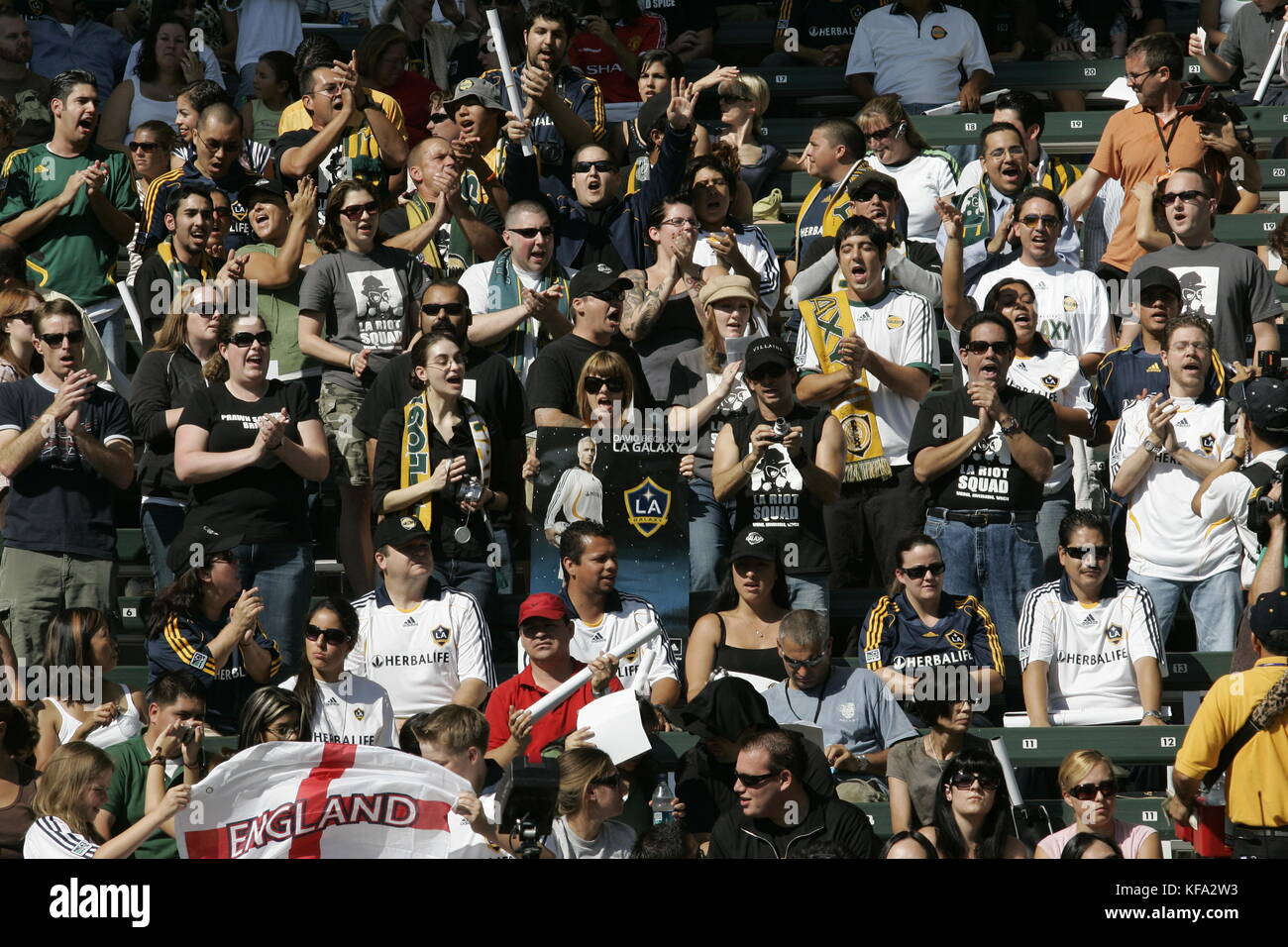 Fans of David Beckham in the stands at the official presentation of ...