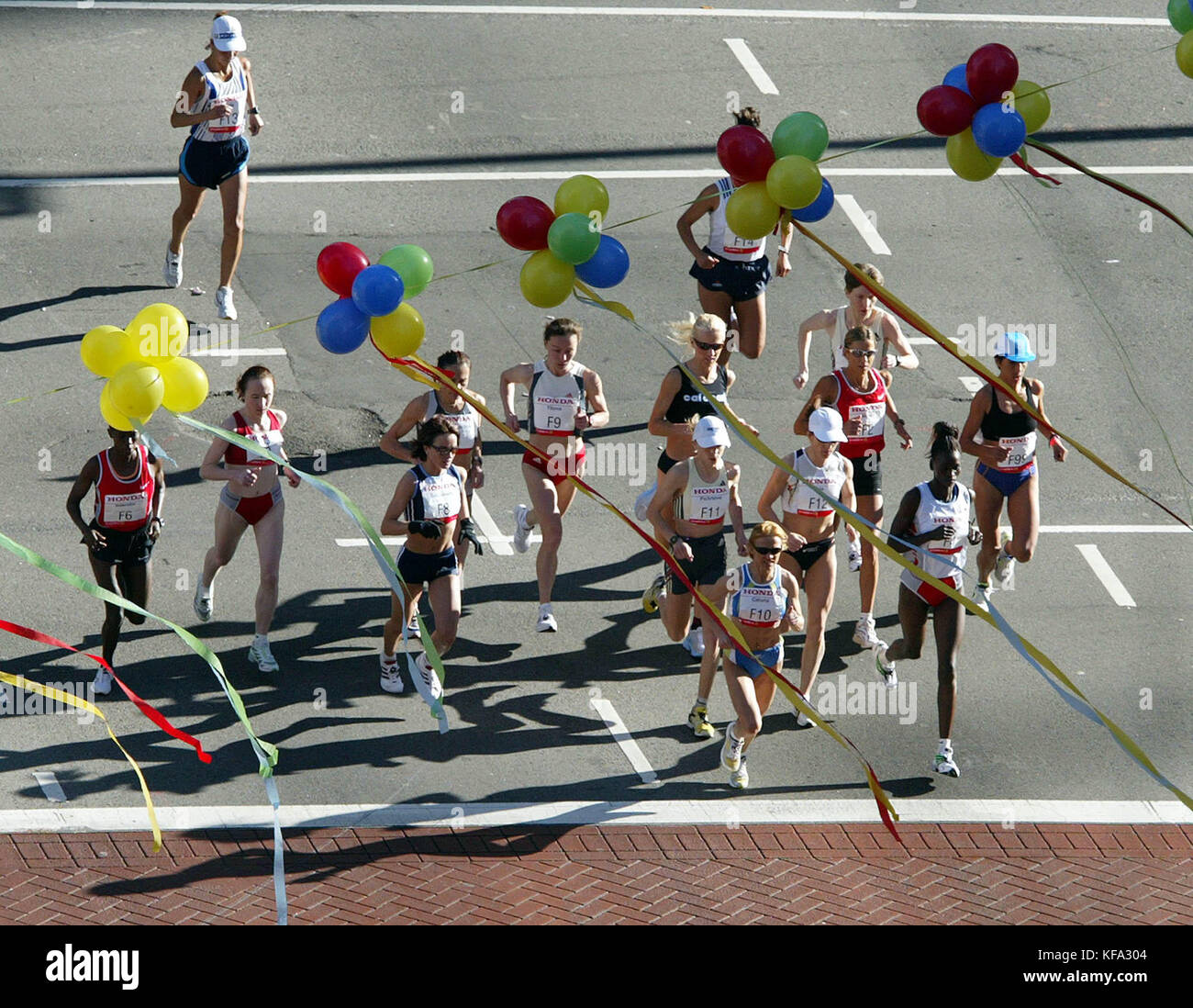 The elite women runners at the start of the Los Angeles Marathon in Los ...