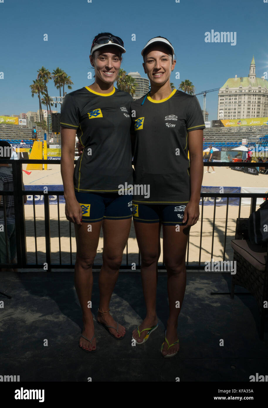 Brazilian beach volleyball players Agatha Bednarczukt, left, and ...