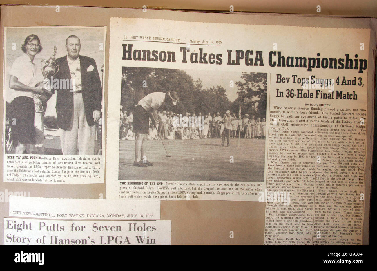 A photo of clippings from a scrap book that Beverly Hanson, the first ...