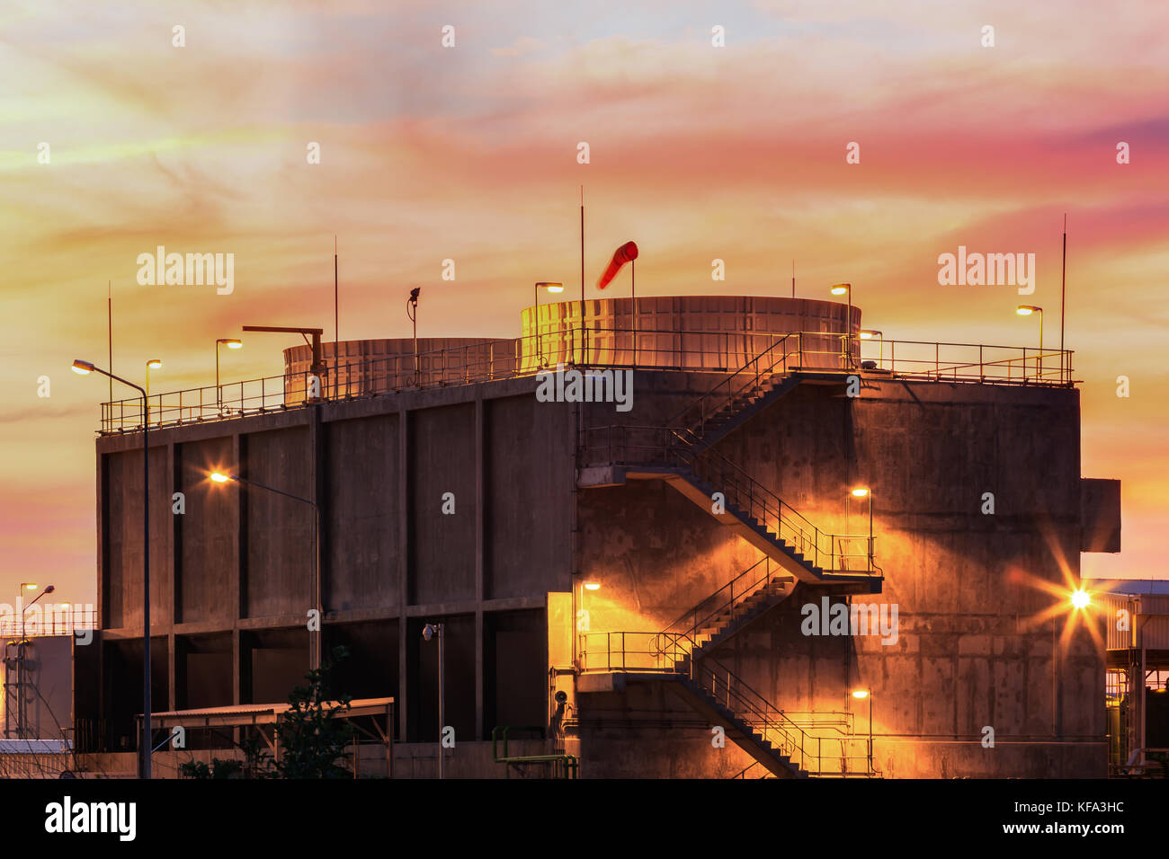 Steam cooling tower of gas turbine electric power plant Stock Photo - Alamy