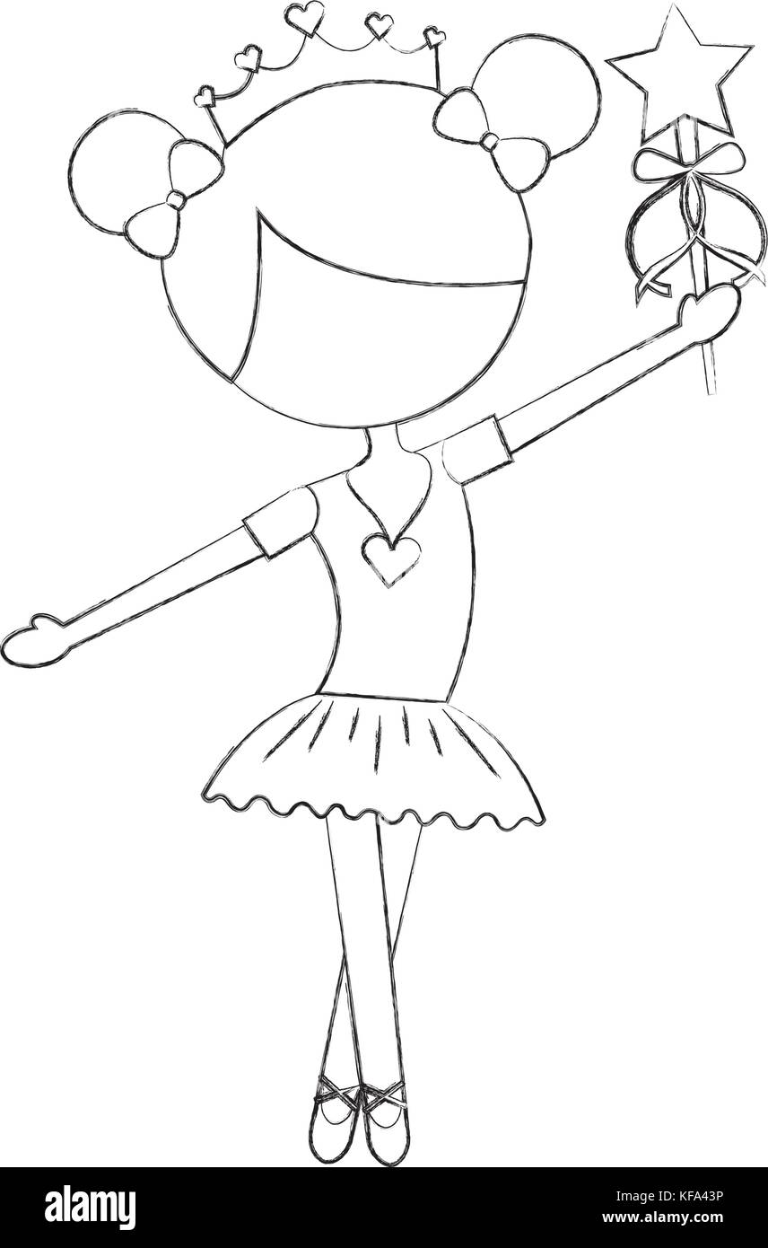 little girl dancer ballet holding magic wand Stock Vector Image & Art ...