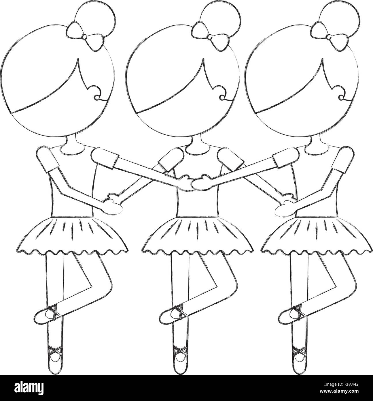 three girls dancing ballet classic practice Stock Vector Image & Art ...