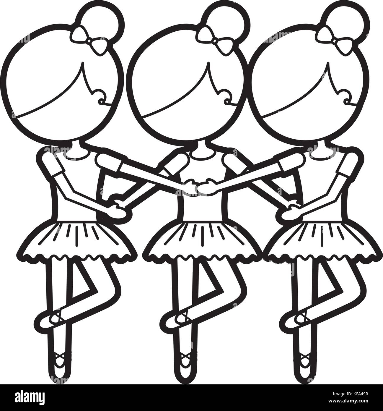 three girls dancing ballet classic practice Stock Vector Image & Art ...