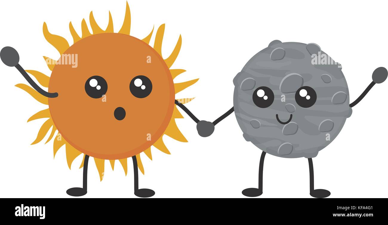 kawaii sun and moon icon over white background colorful design vector ...