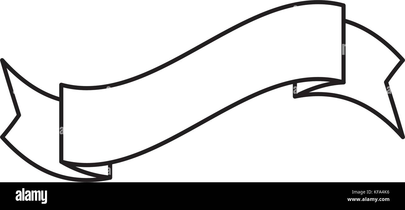 flat line uncolored ribbon over white background vector illustration ...