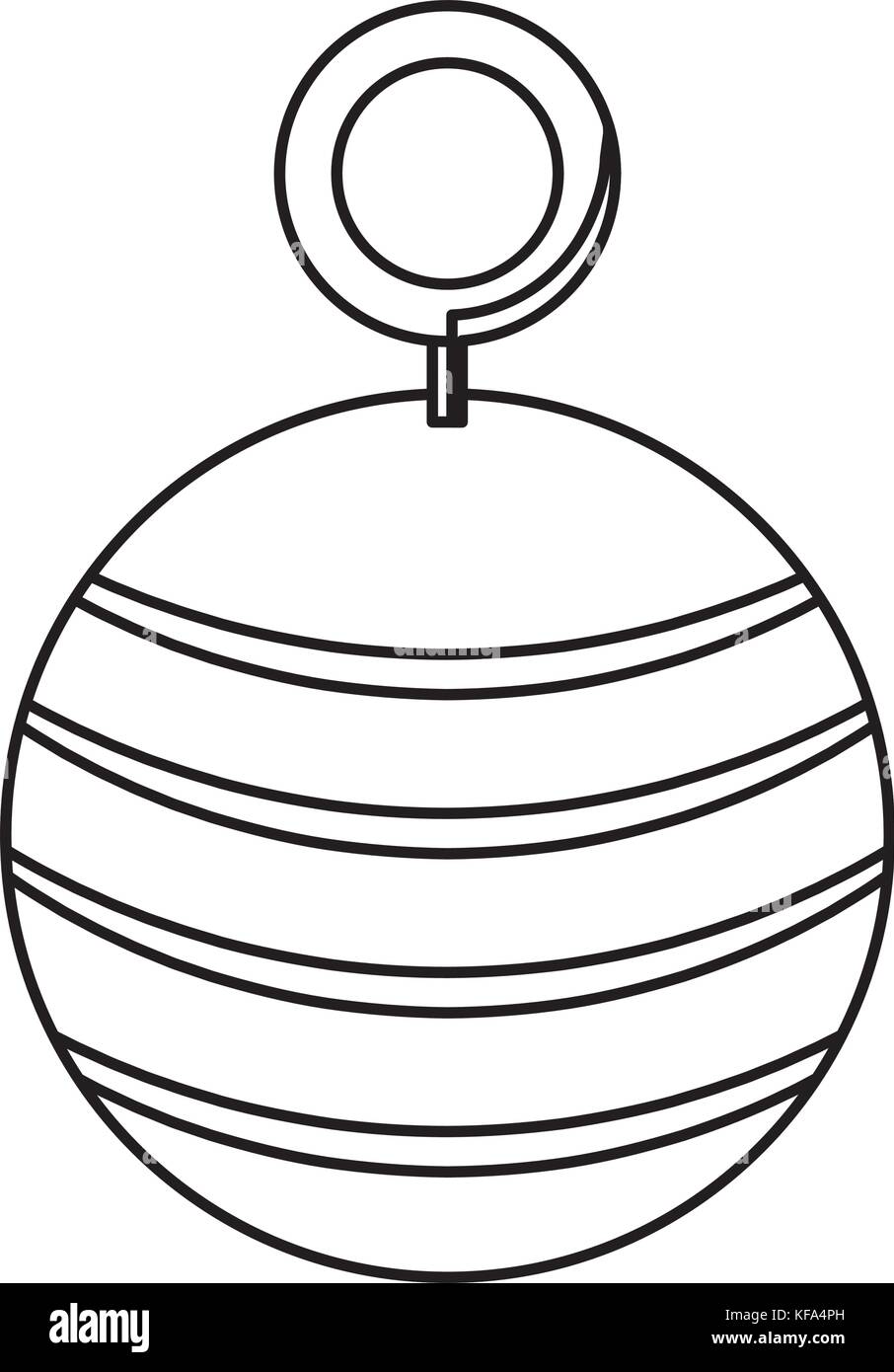 flat line uncolored christmas ball over white background vector ...