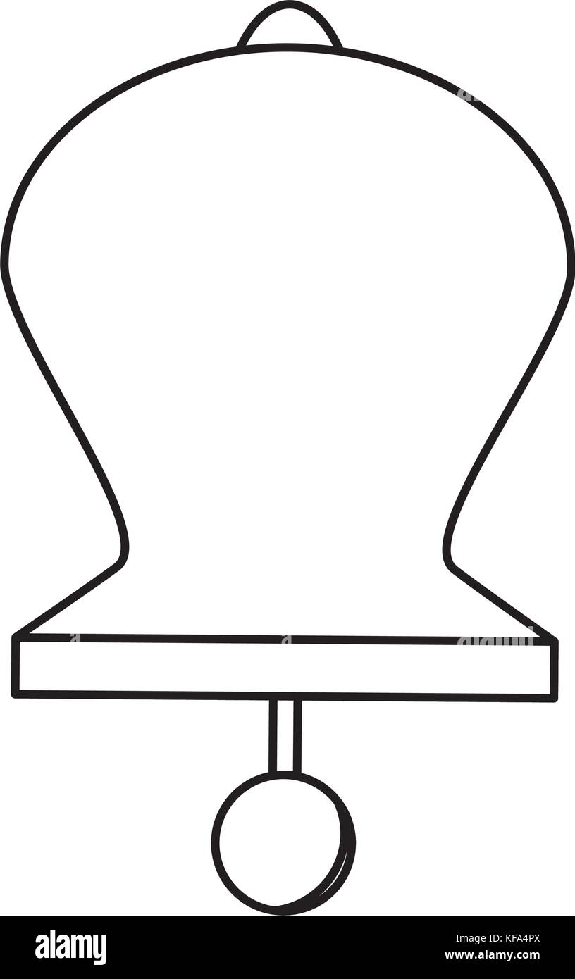 flat line uncolored christmas bell over white background vector ...