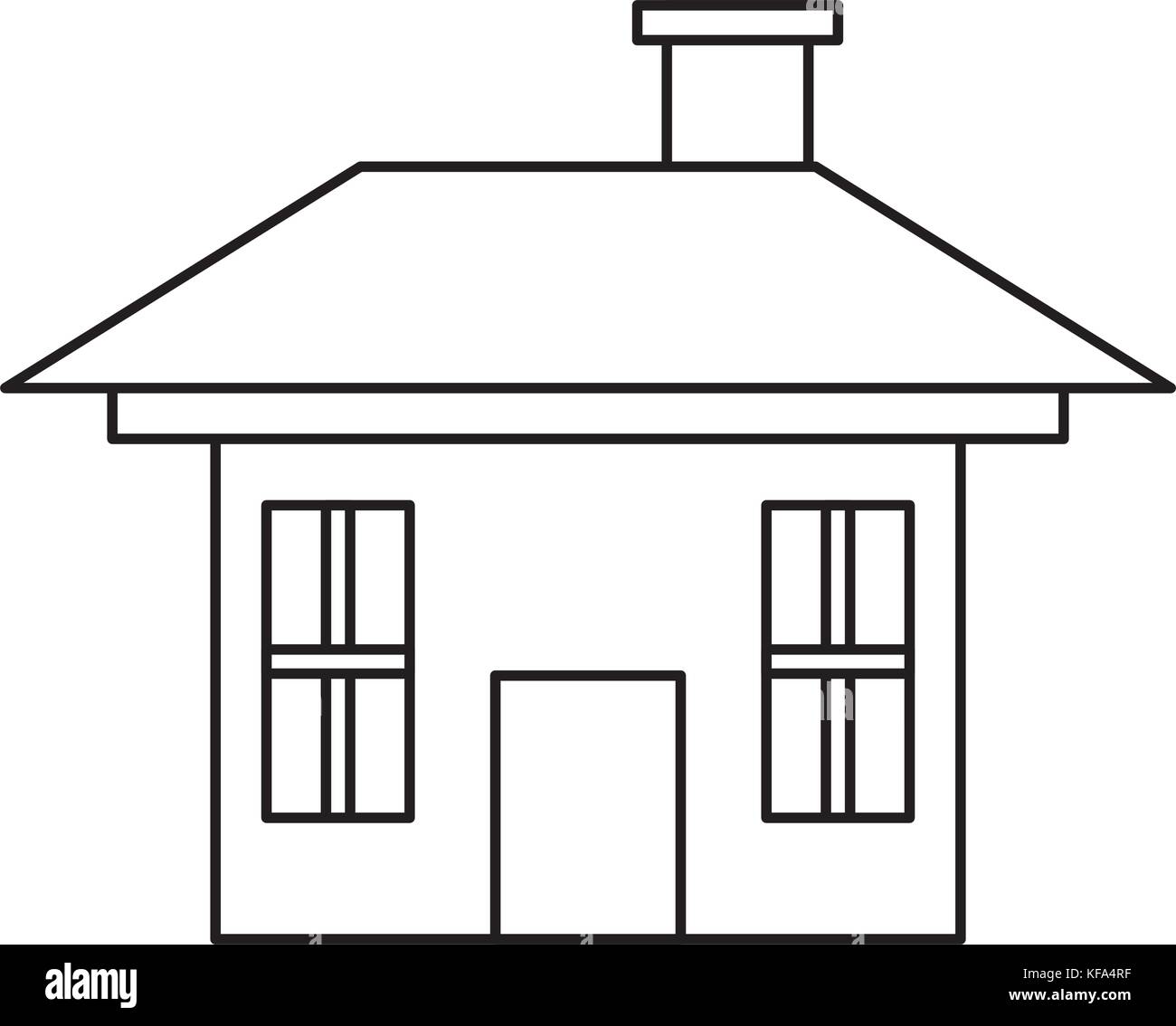 flat line uncolored house over white background vector illustration ...