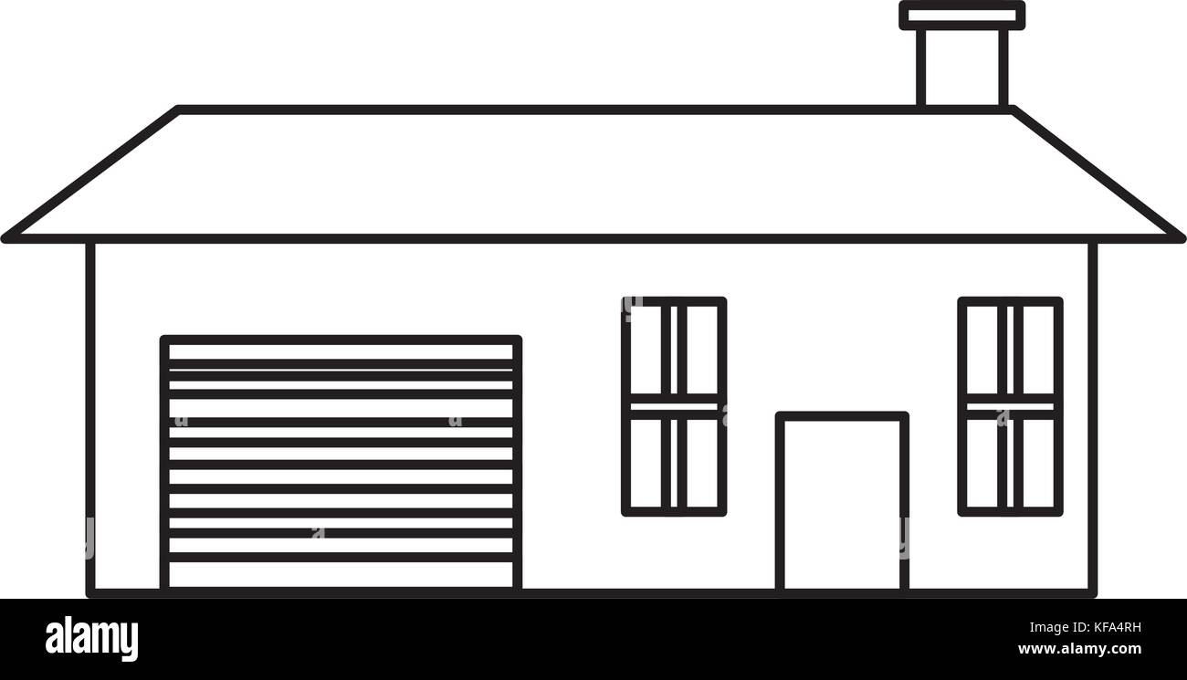 flat line uncolored house over white background vector illustration ...