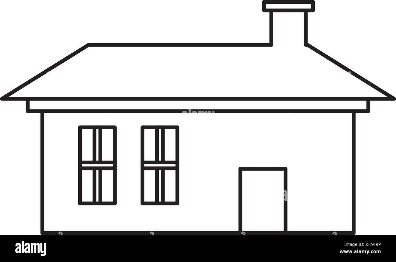 flat line uncolored house over white background vector illustration ...