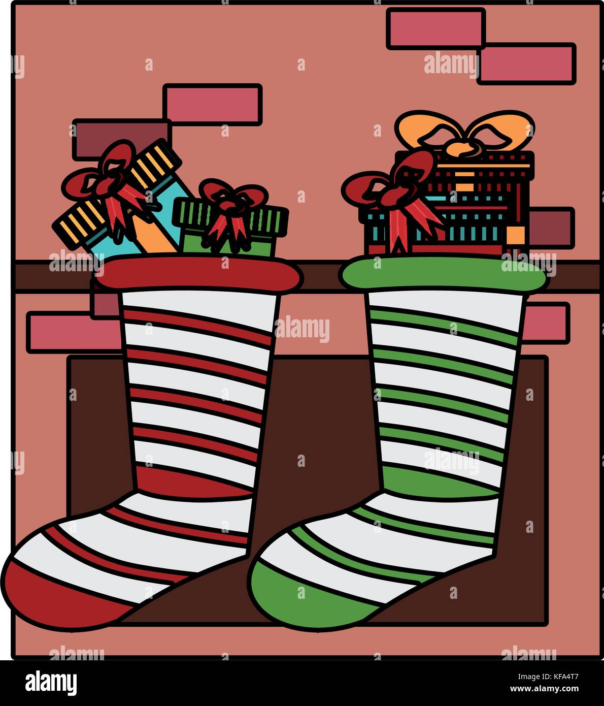colorful christmas boot over white background vector illustration Stock ...
