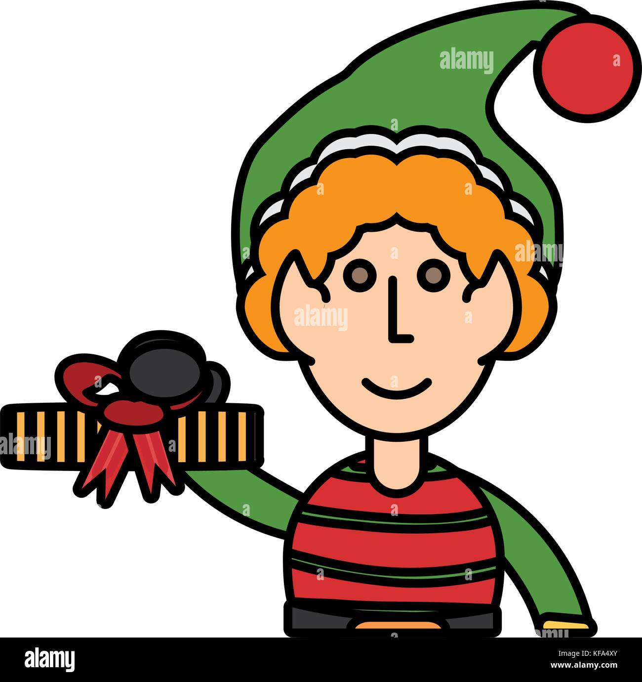 colorful christmas elf over white background vector illustration Stock ...