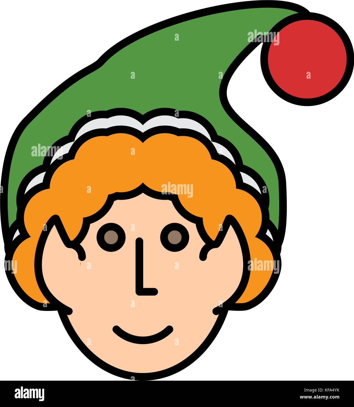 colorful christmas elf face over white background vector illustration ...