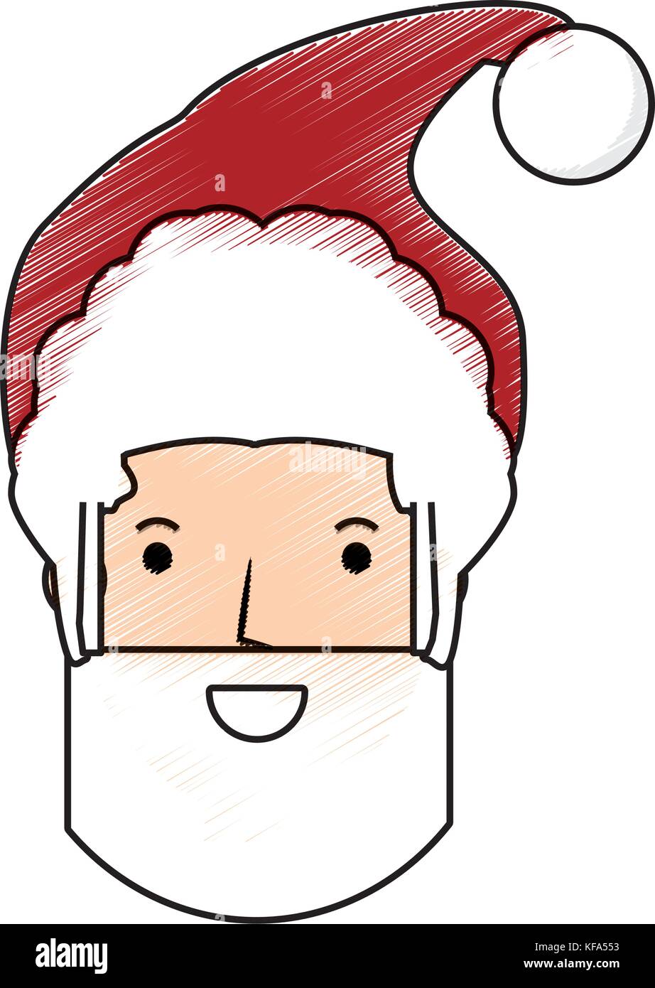 colored santa claus face doodle over white background vector ...