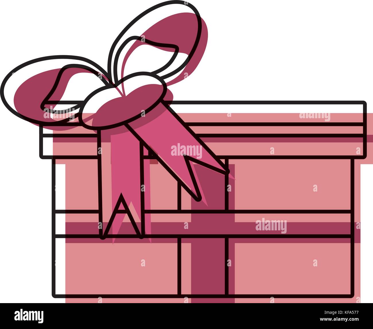 flat line colored gift over white background vector illustration Stock ...