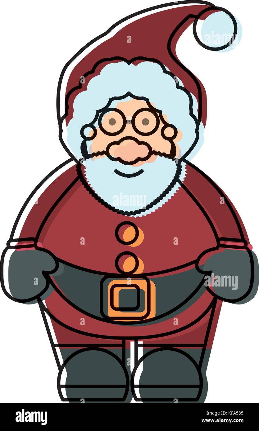 flat line colored santa claus over white background vector illustration ...