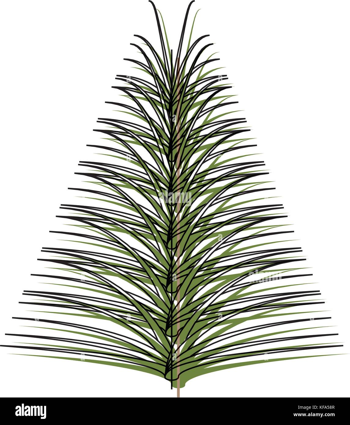 flat line colored christmas pick over white background vector ...