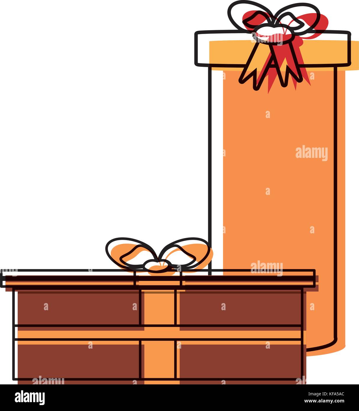 flat line colored gift over white background vector illustration Stock ...